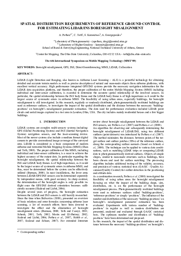 (PDF) Spatial Distribution Requirements Of Reference Ground Control For Estimating Lidar/ins ...