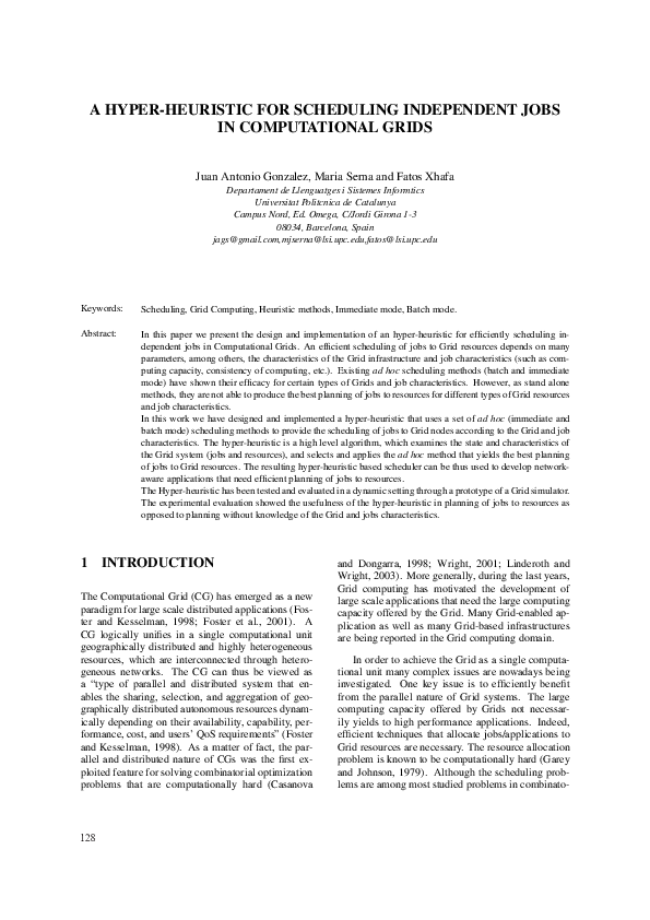 (PDF) A Hyper-heuristic for scheduling independent jobs in Computational Grids