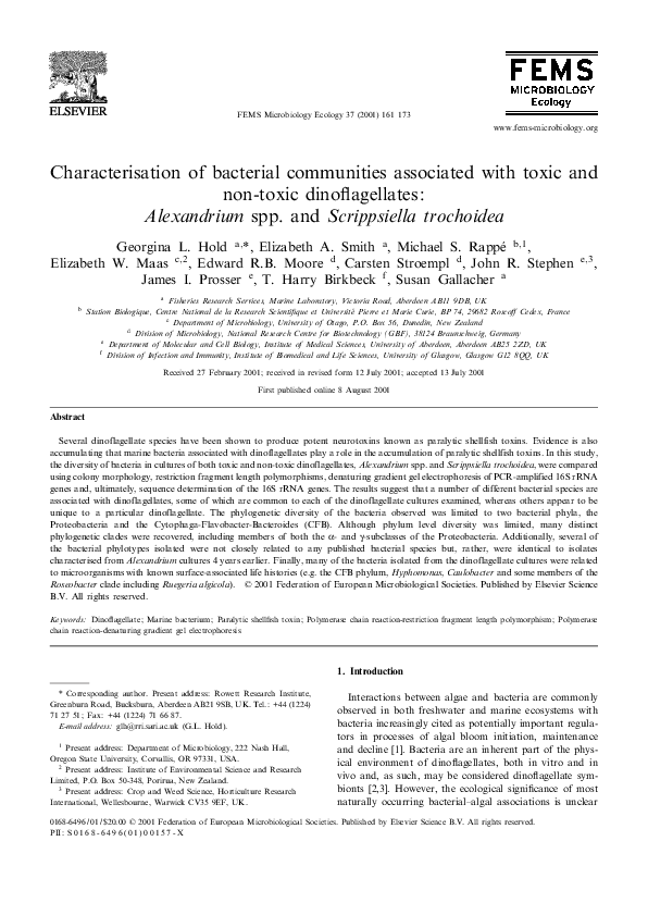 (PDF) Hold GL, Smith EA, Rappe MS, Maas EW, Moore ERB, Stroempl C et al.. Characterization of ...