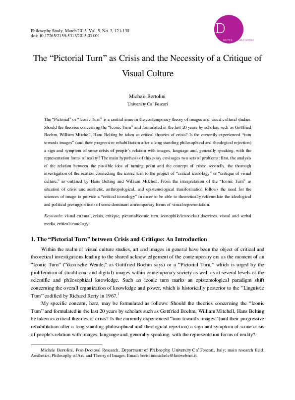 (PDF) The “Pictorial Turn” as Crisis and the Necessity of a Critique of ...