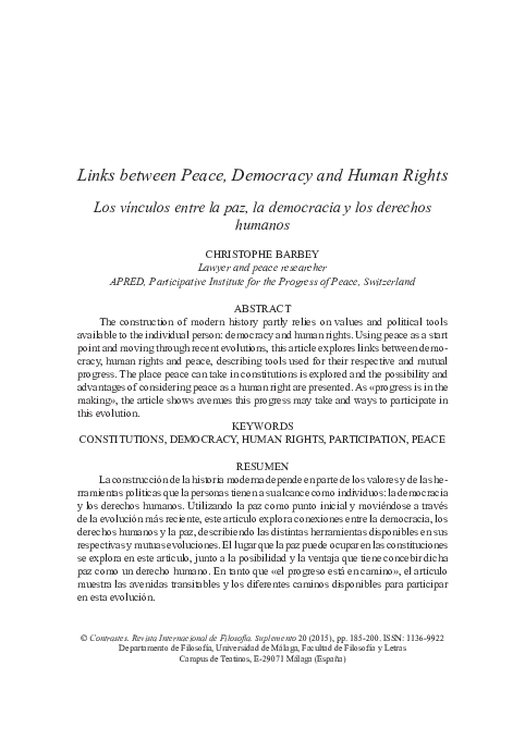(PDF) Links between Peace, Democracy and Human Rights