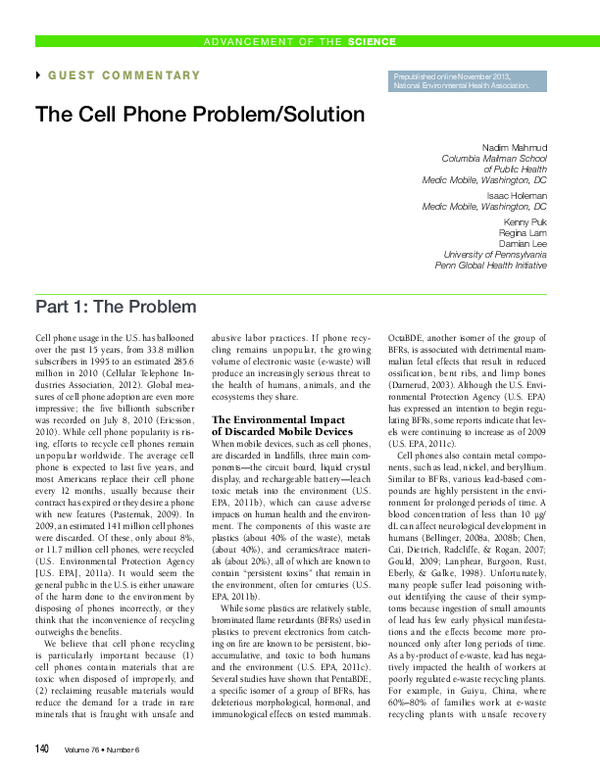(PDF) The Cell Phone Recycling Problem/Solution