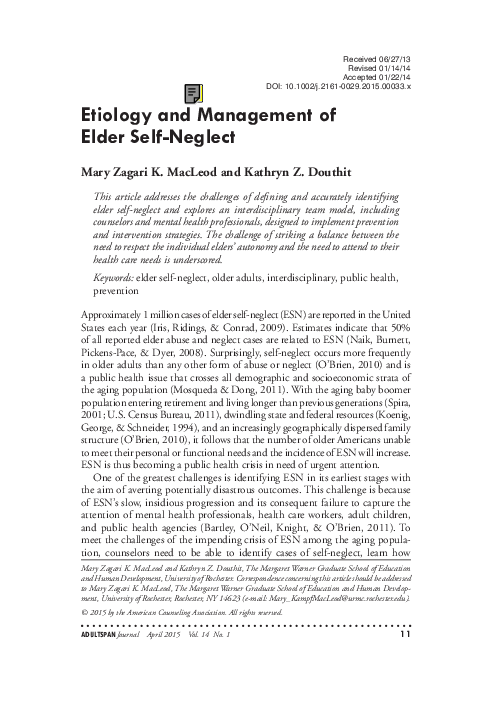 (PDF) Etiology and Management of Elder Self-Neglect