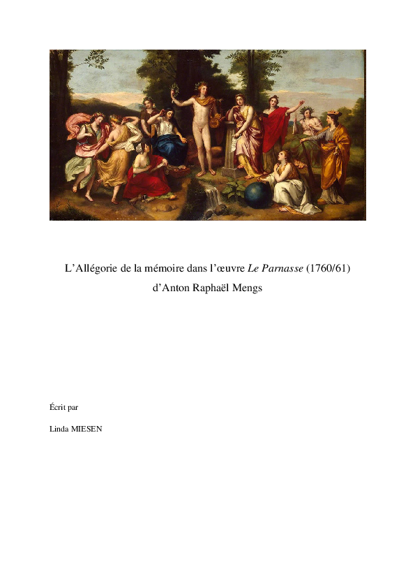 (PDF) L'Allégorie de la mémoire dans l'oeuvre Le Parnasse (1760/61) d ...