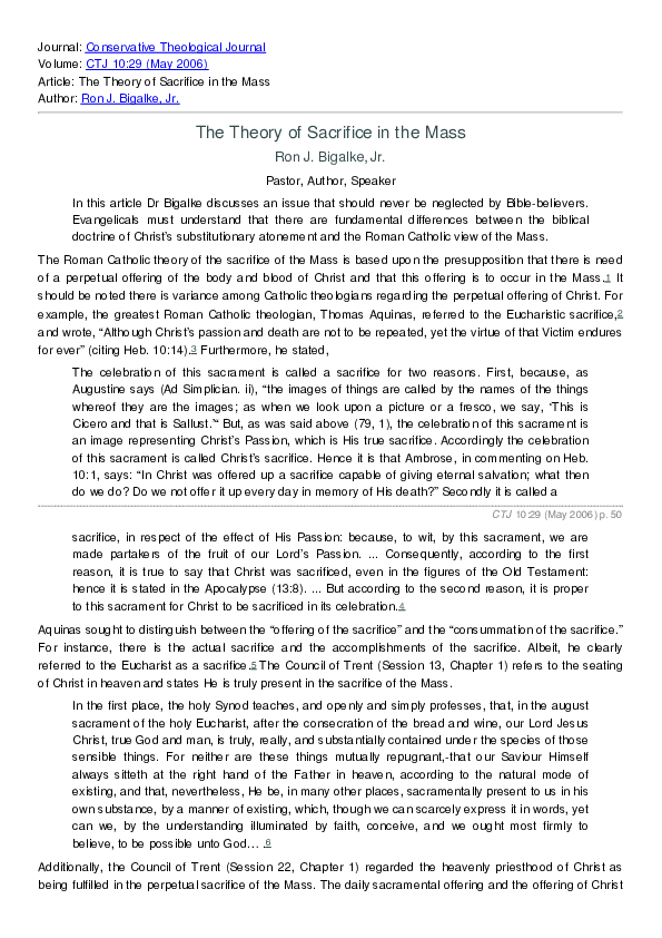 (PDF) The Theory of Sacrifice in the Mass