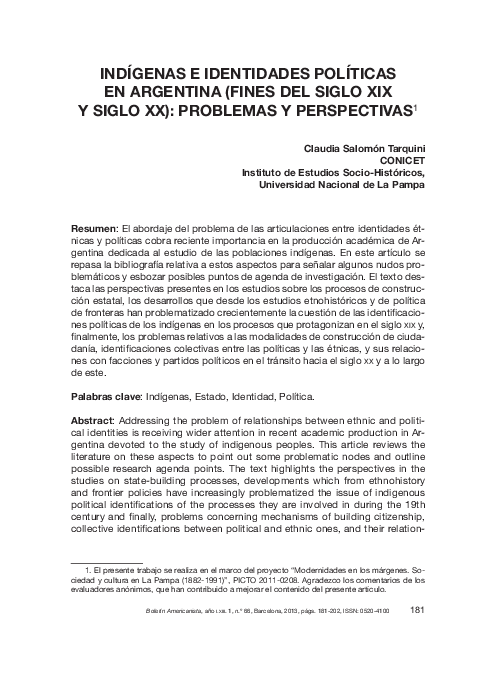 (PDF) INDIGENAS e IDENTIDAD EN LA ARGENTINA