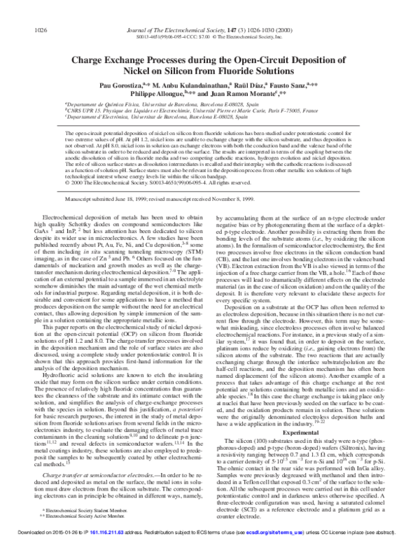 (PDF) Charge Exchange Processes during the Open-Circuit Deposition of ...