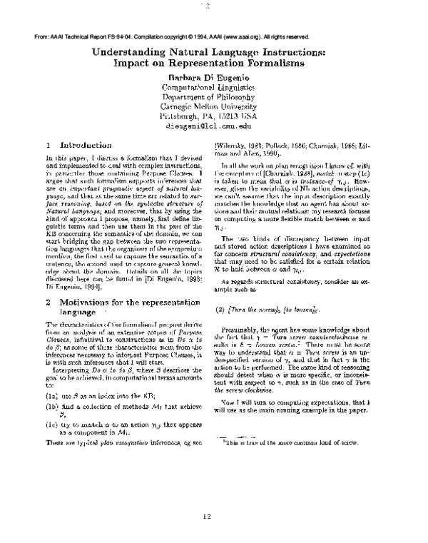 (PDF) Understanding natural language instructions