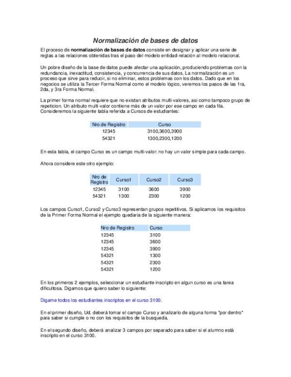 (PDF) Normalizacion de bases de datos