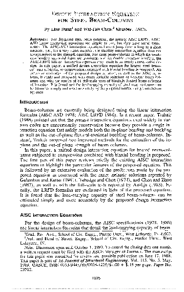 (PDF) Design Interaction Equation for Steel Beam-Columns