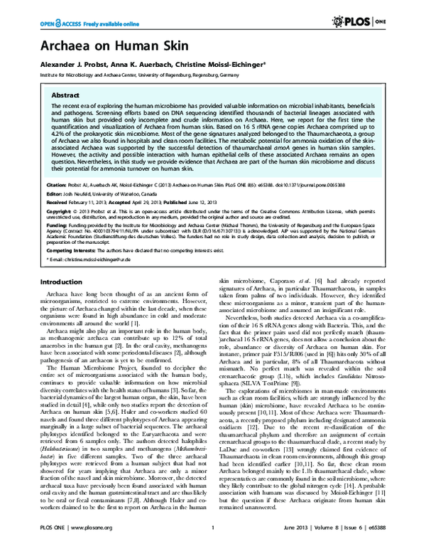 (PDF) Archaea on human skin