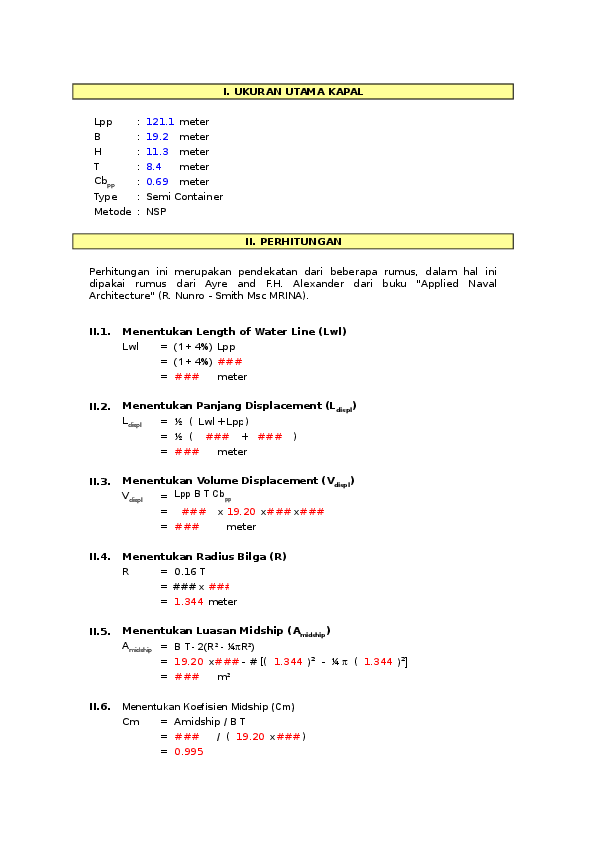 perhitungan lines plan