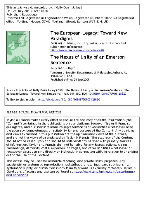 (PDF) The Nexus of Unity of an Emerson Sentence
