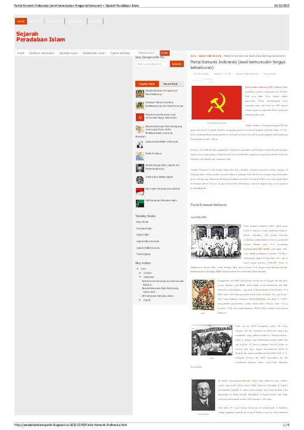 (PDF) Partai Komunis Indonesia (awal kemunculan hingga kehancuran)