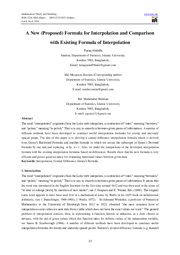 interpolation formule