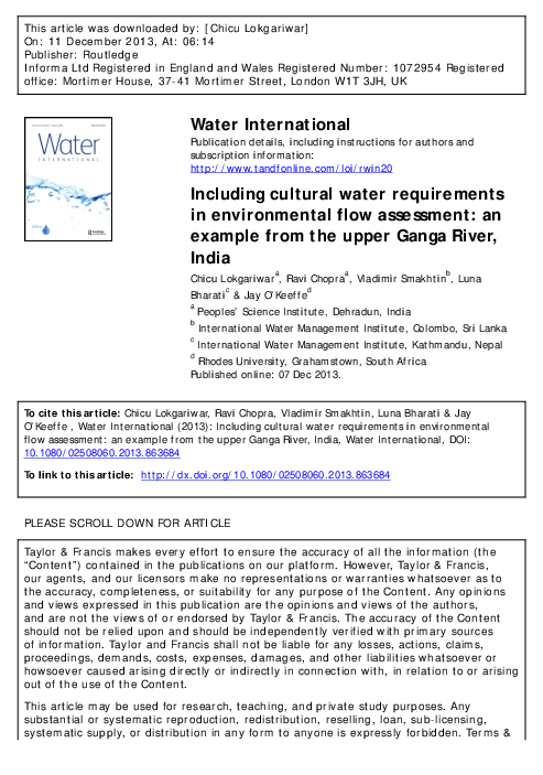 (PDF) Water international print of cultural flows paper