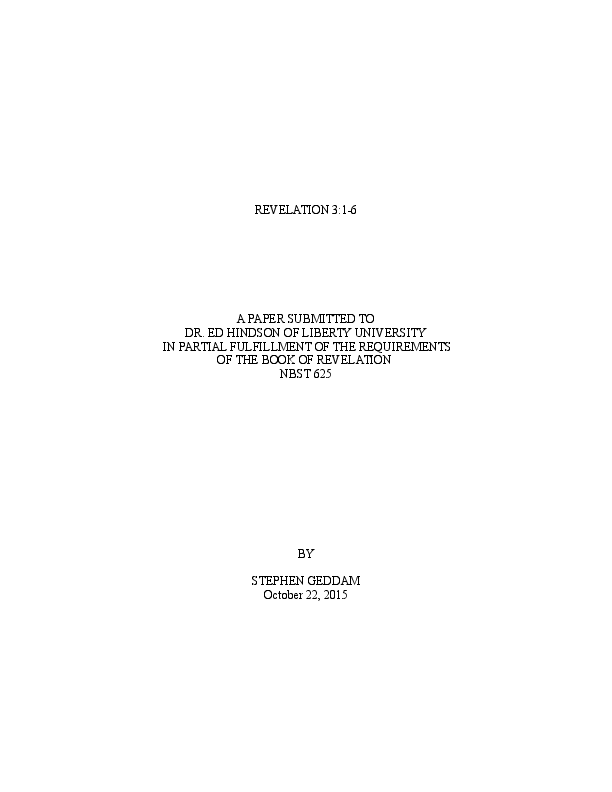 (DOC) Exegetical Paper on Revelation 3:1-6