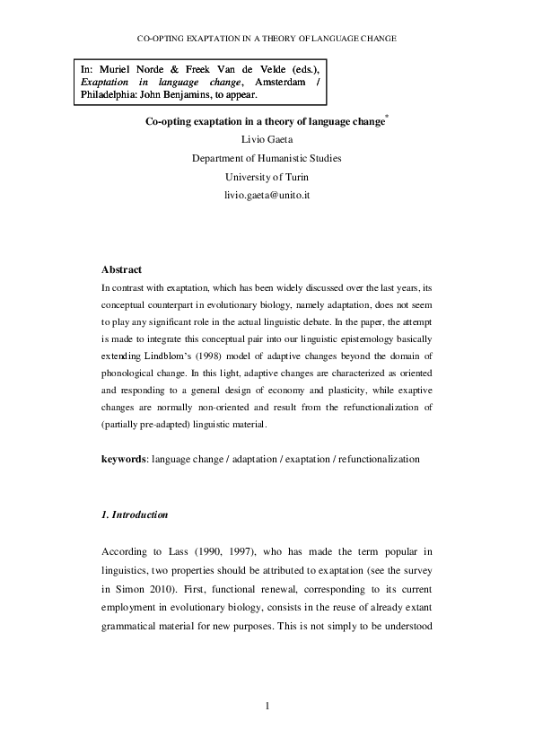 Co-opting exaptation in a theory of language change
