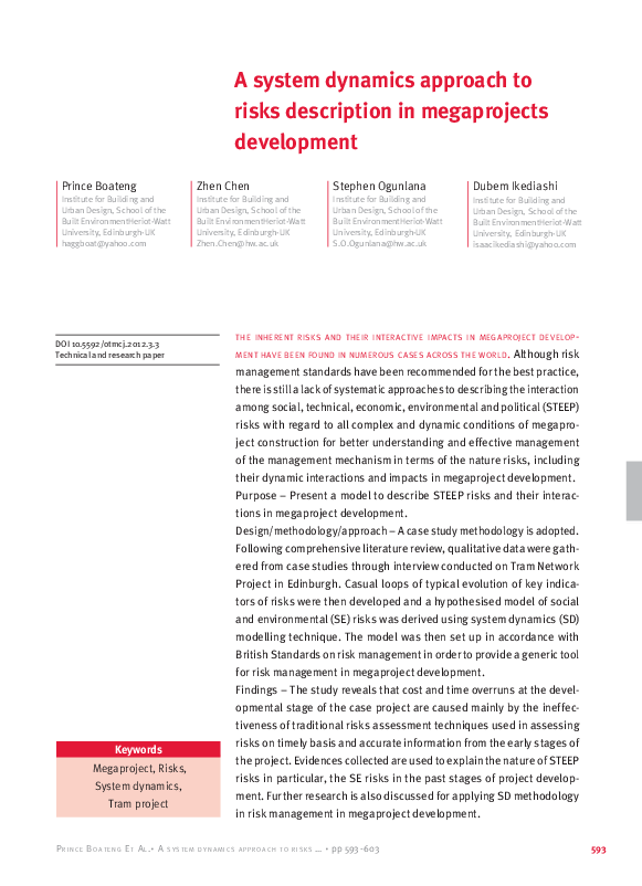(PDF) A system dynamics approach to risks description in megaprojects ...