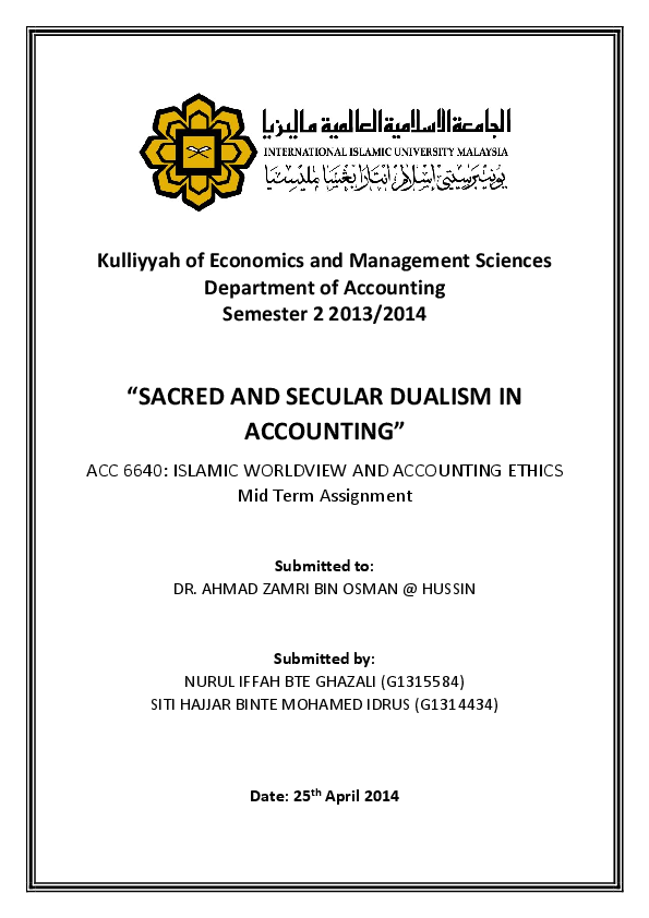 (PDF) SACRED AND SECULAR DUALISM IN ACCOUNTING