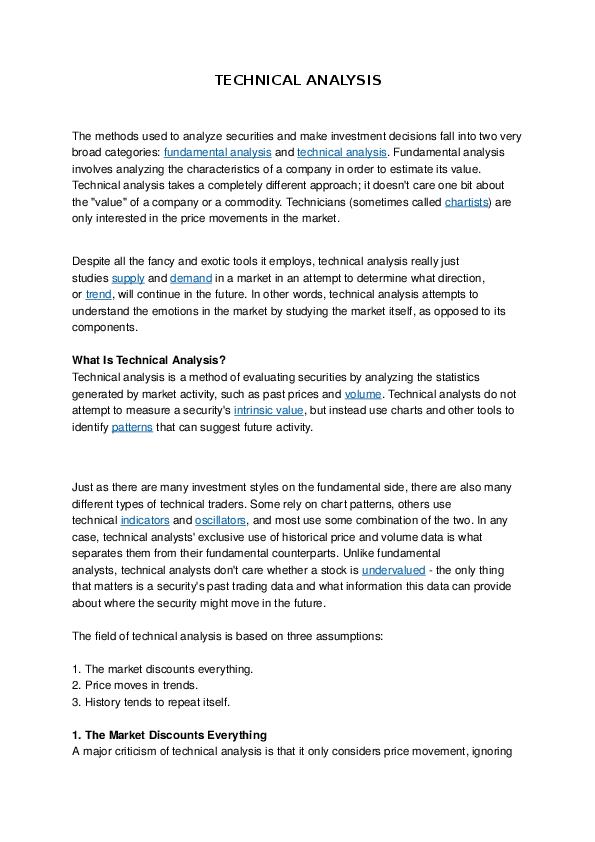 (DOC) NOTES ON TECHNICAL ANALYSIS