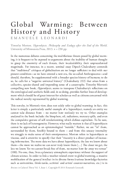 (PDF) Global Warming: Between Ontology and History - REVIEW of T ...