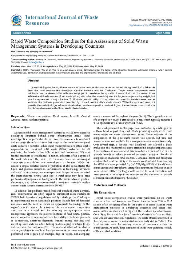 (PDF) Rapid Waste Composition Studies for the Assessment of Solid Waste ...