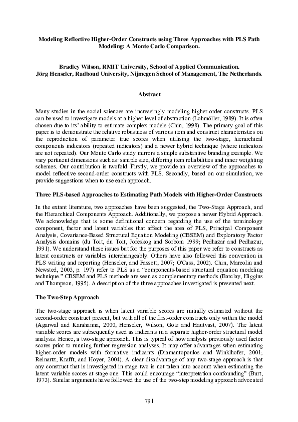 (PDF) Modeling Reflective Higher-Order Constructs using Three Approaches with PLS Path Modeling ...