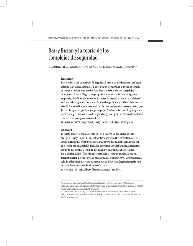 (PDF) Barry buzan y los complejos de las teorías de seguridad