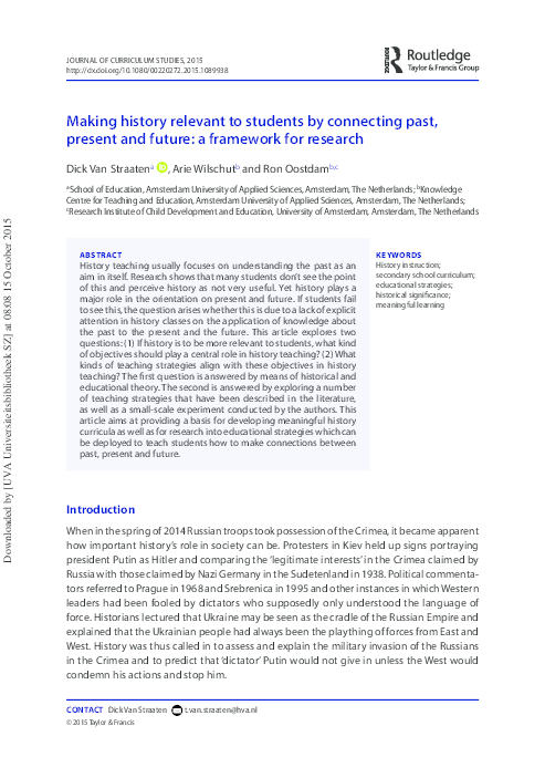 (PDF) Making history relevant to students by connecting past, present ...