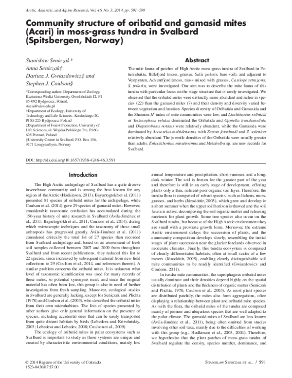 (PDF) Community Structure of Oribatid and Gamasid Mites (Acari) in Moss ...