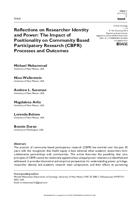 (PDF) Reflections on Researcher Identity and Power: The Impact of ...