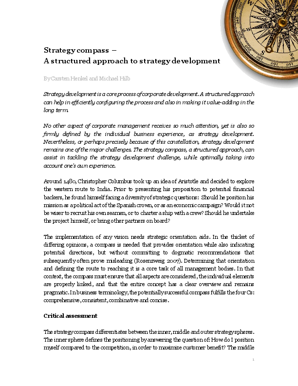 (PDF) Strategy Compass – A Structured Approach to Strategy Development