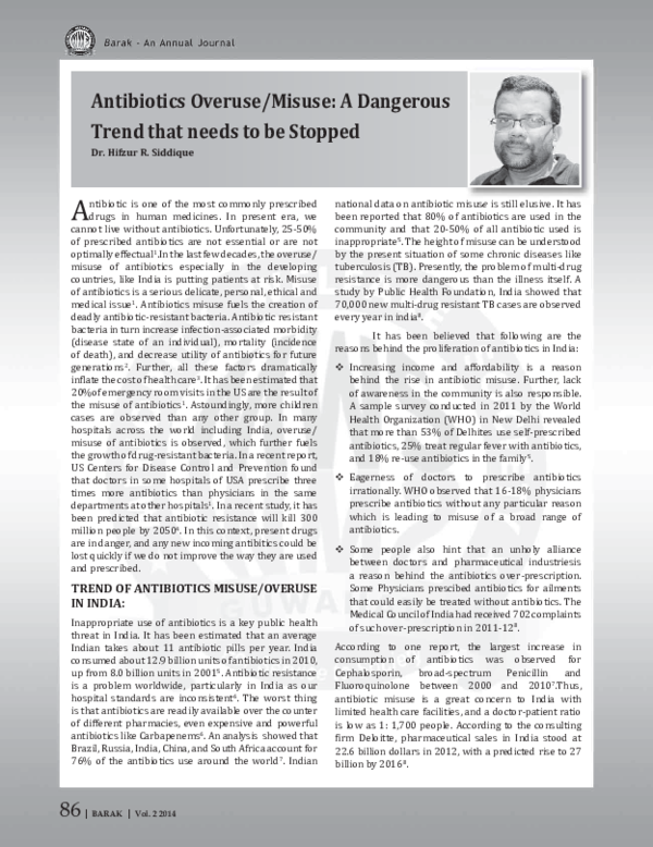 Antibiotics Overuse/Misuse: A Dangerous Trend that needs to be Stopped