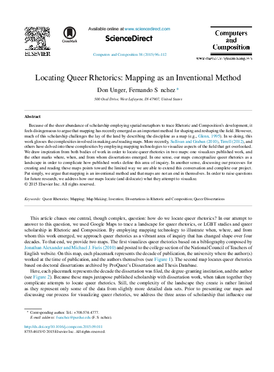 (PDF) Locating Queer Rhetorics: Mapping as an Inventional Method