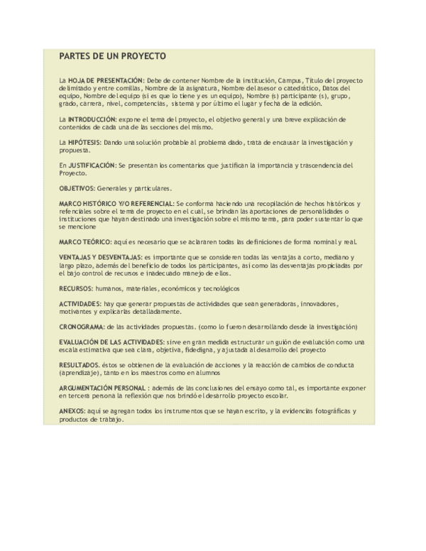 (DOC) PARTES DE UN PROYECTO