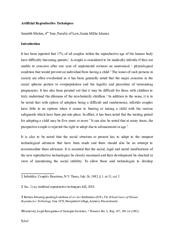 (DOC) Artificial Reproductive Techniques