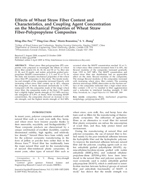 (PDF) Effects of wheat straw fiber content and characteristics, and ...