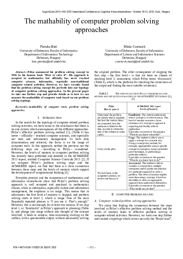 (PDF) The mathability of computer problem solving approaches