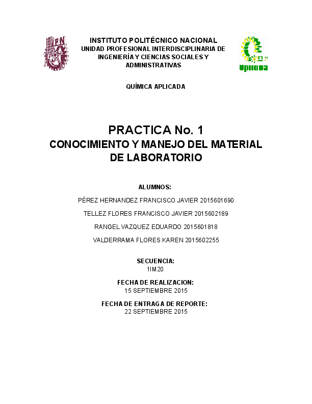(DOC) Practica 1 Quimica upiicsa