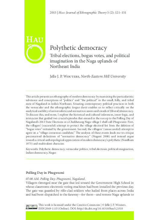 (PDF) Polythetic democracy: Tribal elections, bogus votes, and ...