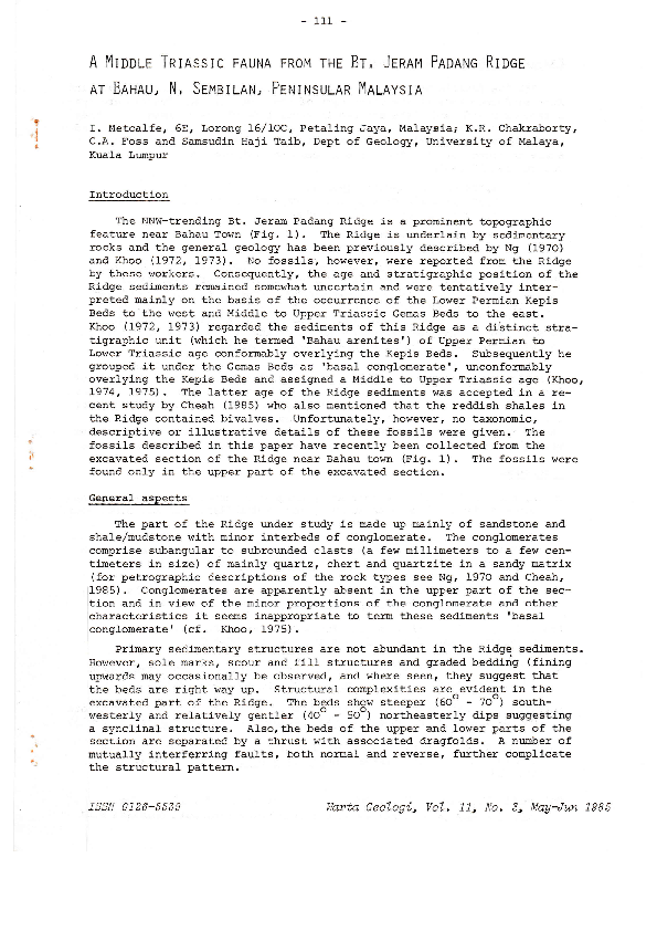 (PDF) A Middle Triassic fauna from the Bt. Jeram Padang Ridge at Bahau ...