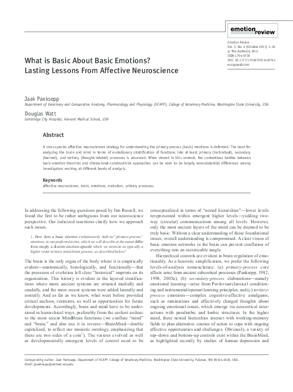 (PDF) What is Basic about Basic Emotions? Lasting Lessons from ...