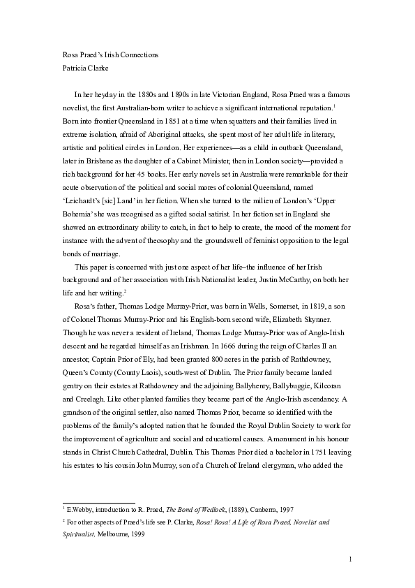 (DOC) Rosa Praed's Irish Connections