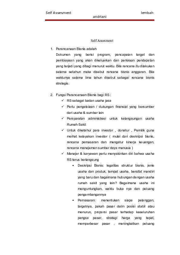 (DOC) self assesment
