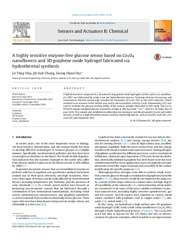 (PDF) A highly sensitive enzyme-free glucose sensor based on Co3O4 ...