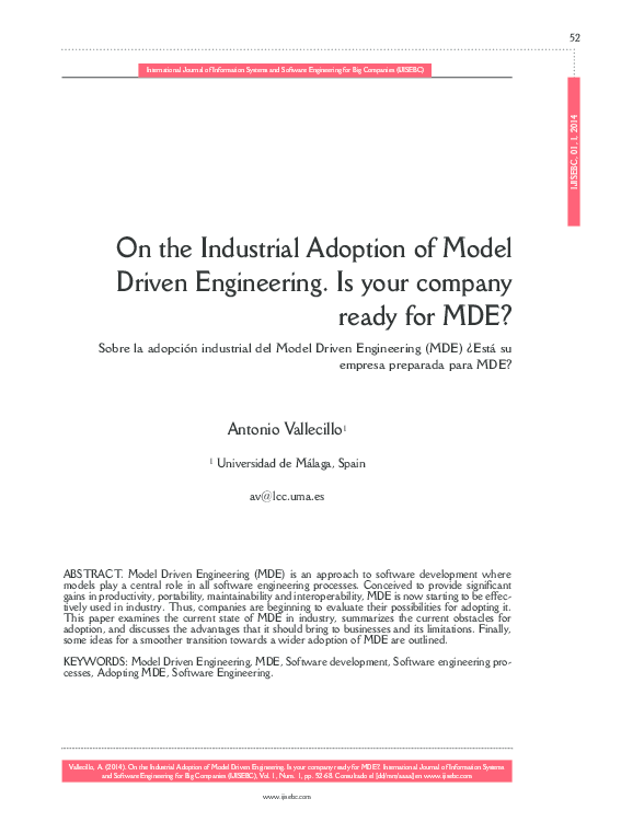 (PDF) On the Industrial Adoption of Model Driven Engineering. Is your company ready for MDE?