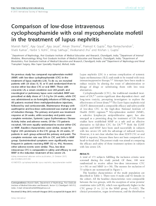 (PDF) Comparison of low-dose intravenous cyclophosphamide with oral ...