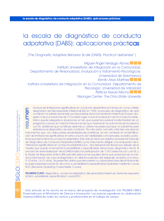 (PDF) La Escala de Diagnóstico de Conducta Adaptativa (DABS ...