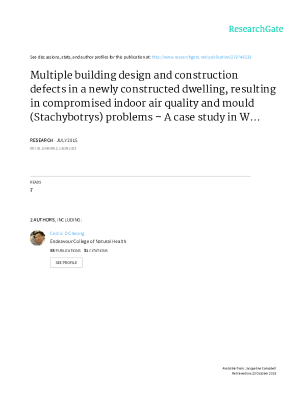(PDF) Multiple building design and construction defects in a newly ...